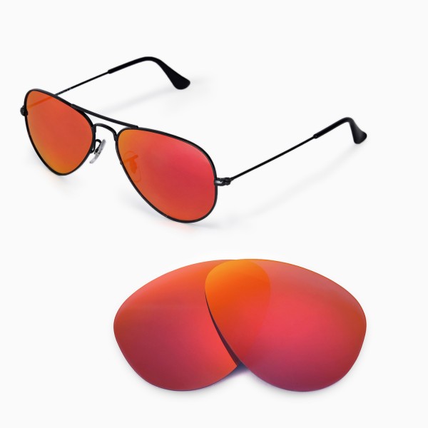 New Walleva Polarized Fire Red Replacement Lenses For Ray-Ban Aviator ...